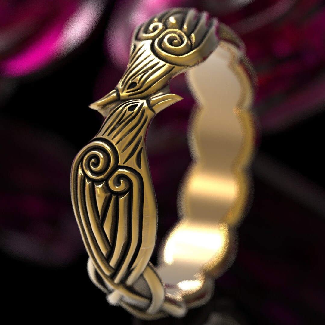 Gold Raven Ring, Hugin & Munin, Viking Raven Ring, Raven Wedding Ring ...