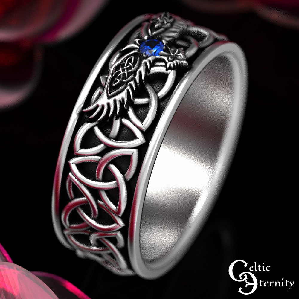 Mens Raven Ring, Sterling Celtic Raven Ring, Silver Mens Celtic Ring ...