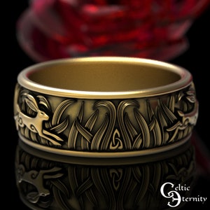 Gold Rabbit Ring, 10K Rabbit Wedding Ring, 10K Gold Hare Ring, Gold ...