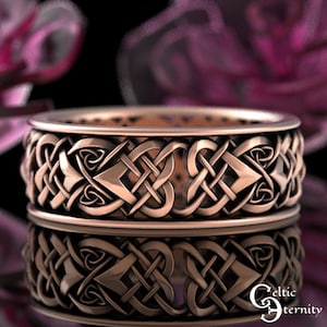 10K Rose Gold Celtic Wedding Band Mens Rose Gold Irish Ring - Etsy
