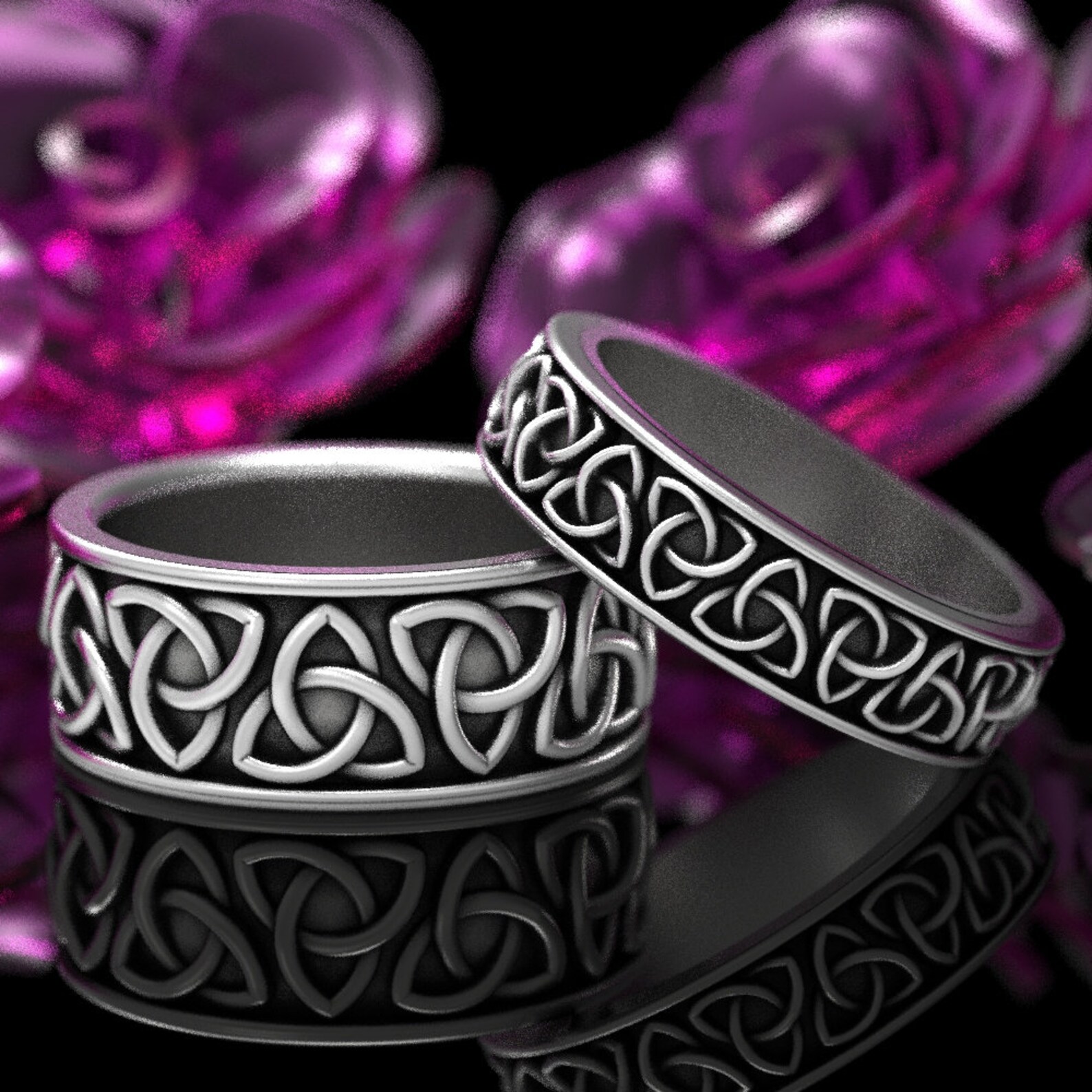 Celtic Trinity Wedding Ring Set Trinity Knot Wedding Band | Etsy