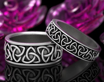 Celtic Wedding Ring Set His & Hers Matching Rings Sterling - Etsy