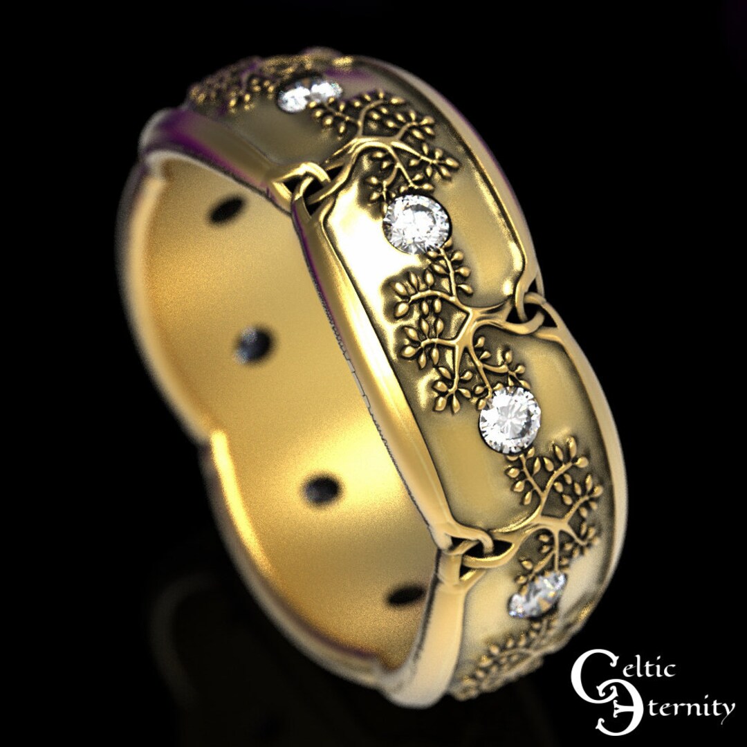 Gold & Moissanite Tree of Life Ring, Gold Tree of Life, Kabbalah Gold ...