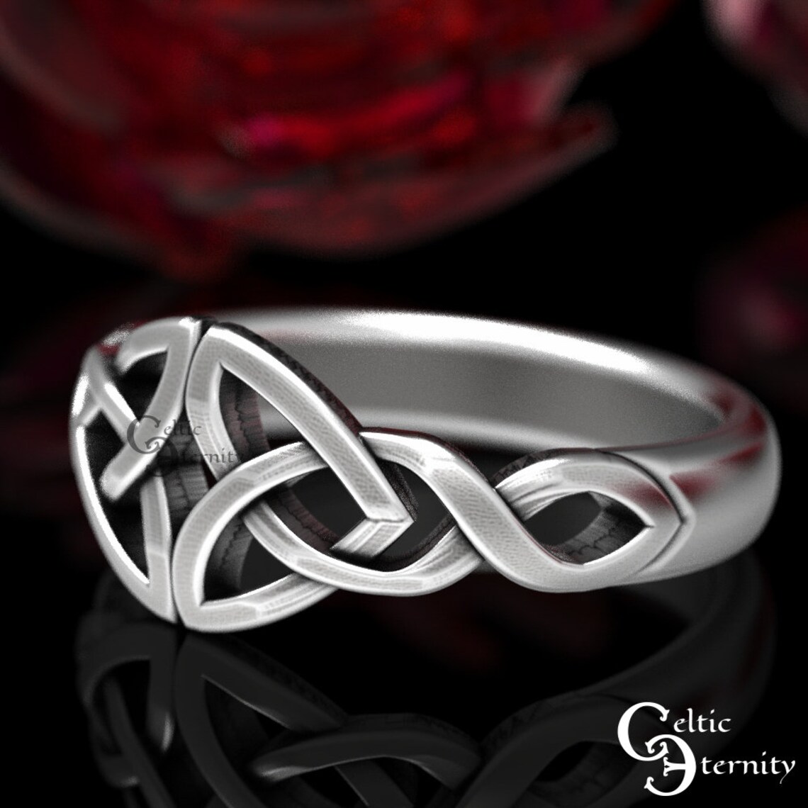 Sterling Trinity Heart Ring Signet Heart Knot Celtic Heart | Etsy