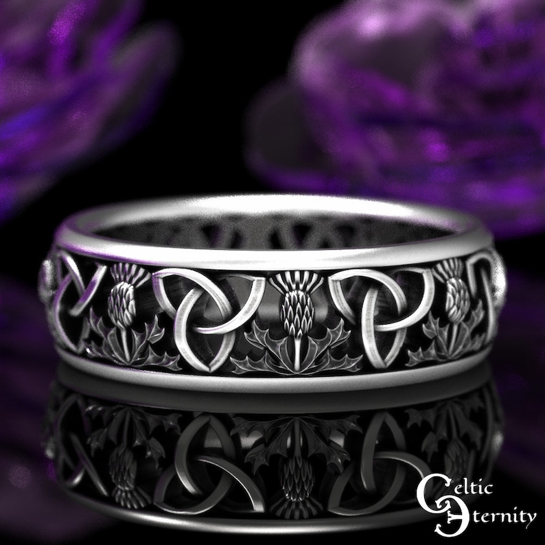 Sterling Simple Celtic Ring, Classic Scottish Thistle Ring, Silver ...
