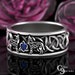 Mens Blue Sapphire Wolf Wedding Ring, Sterling Silver Nordic Wolves Wedding Band, Silver ...