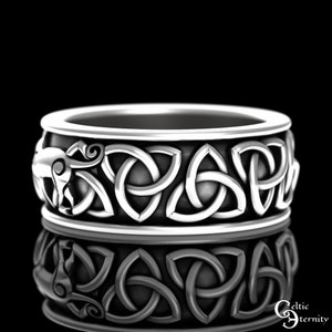 Silver Celtic Cat Ring, Sterling Sapphire Cat Wedding Ring, Irish Cat ...