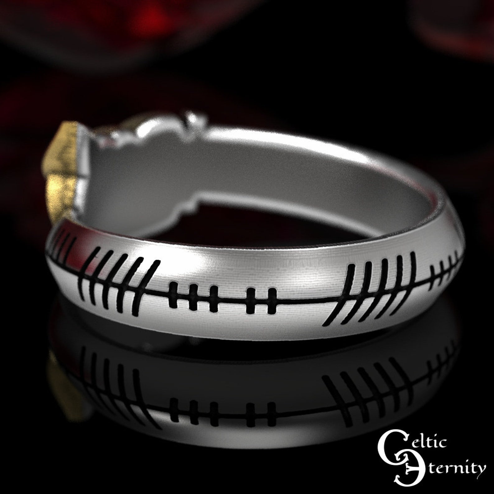 Sterling 10K Gold Ogham Ring 2tone Irish Wedding Ring - Etsy