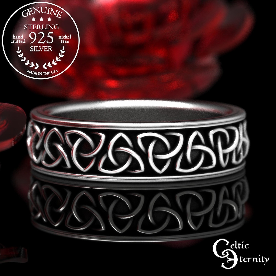 Celtic Trinity Wedding Ring, Trinity Knot Wedding Band, Celtic Wedding ...