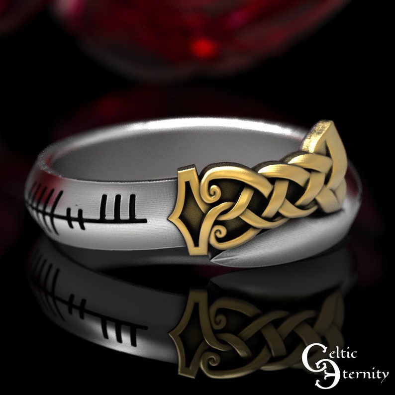 Sterling 10K Gold Ogham Ring 2tone Irish Wedding Ring - Etsy
