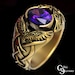 Mens Gold Raven Ring Amethyst Celtic Ring Odin Raven Ring - Etsy