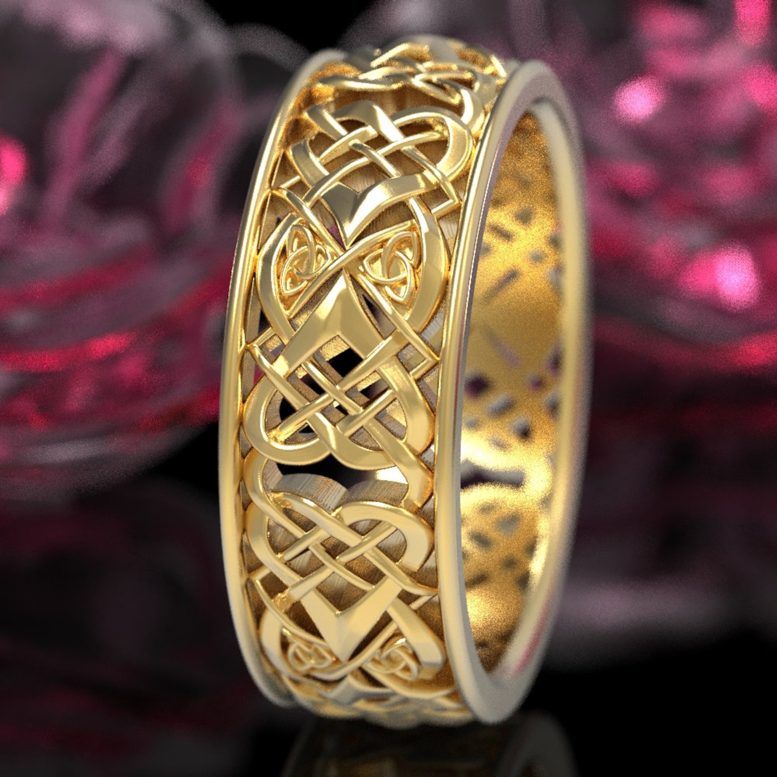 Mens Celtic Woven Ring Gold or White Gold Celtic Wedding - Etsy