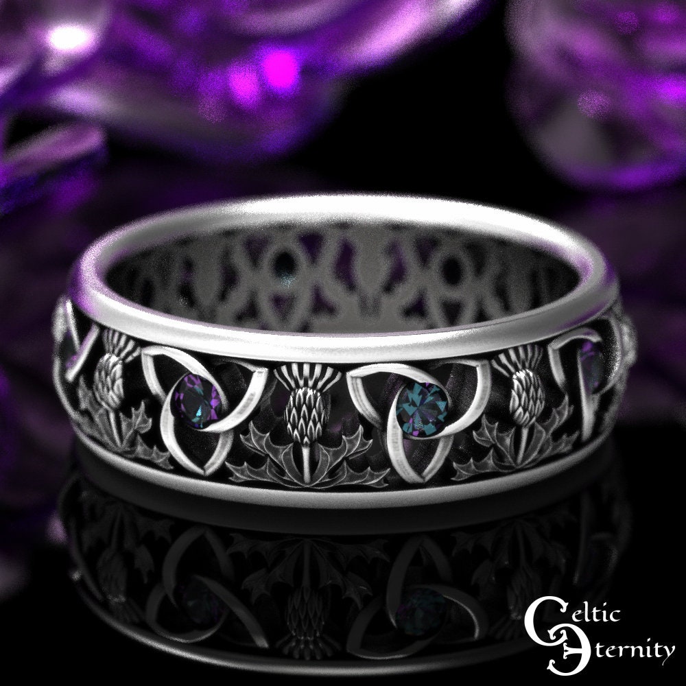 Alexandrite Trinity Celtic Ring, Sterling Scottish Wedding Ring ...