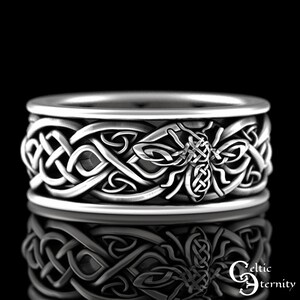 Bumblebee Matching Wedding Bands, Sterling Bee Ring Set, His Her Celtic ...