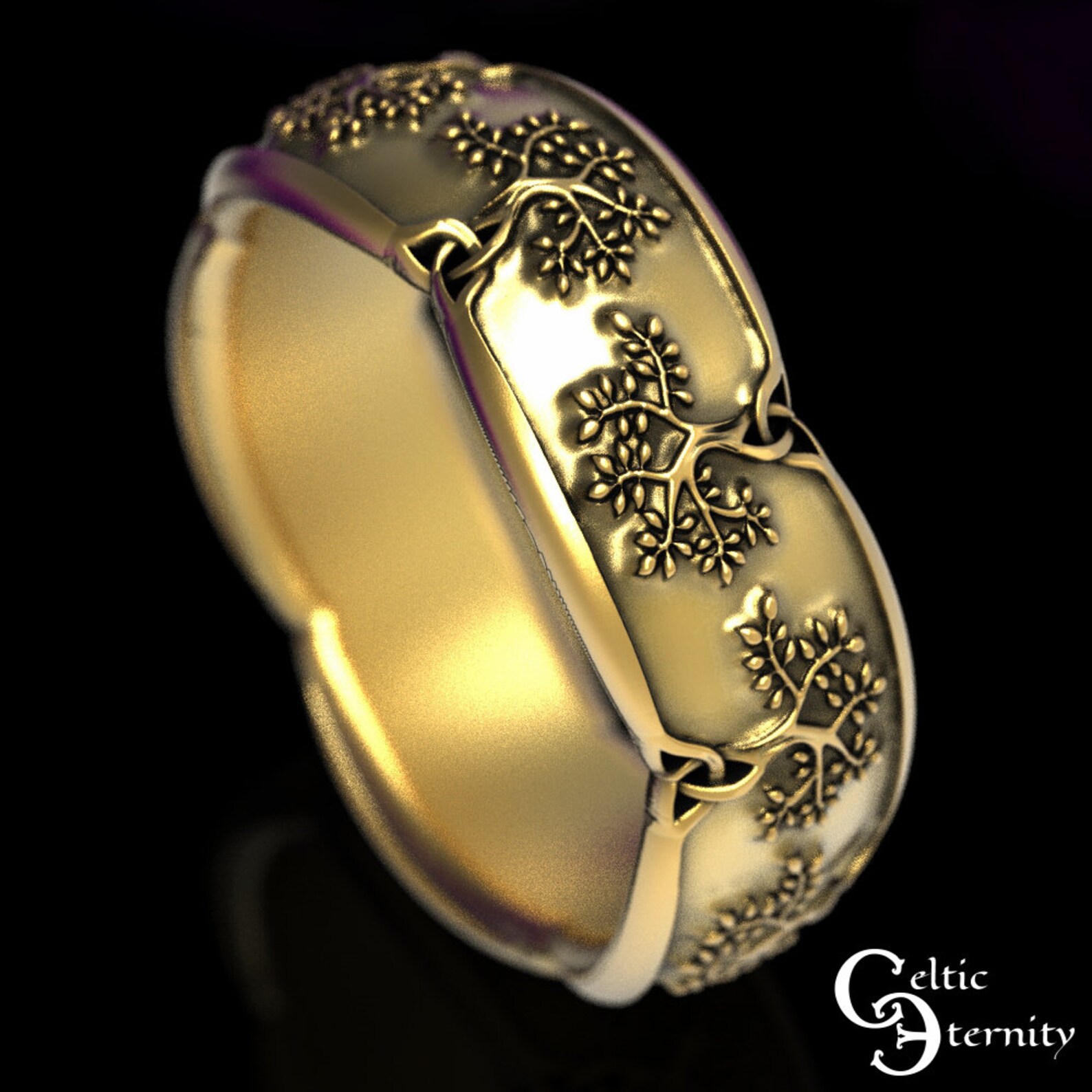 Celtic Gold Tree of Life Ring, Gold Tree of Life, Kabbalah Gold Nature ...