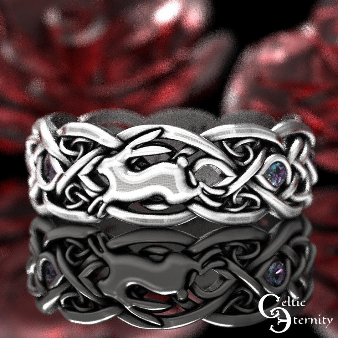 Sterling Rabbit Ring, Alexandrite Rabbit Ring, Rabbit Wedding Ring ...
