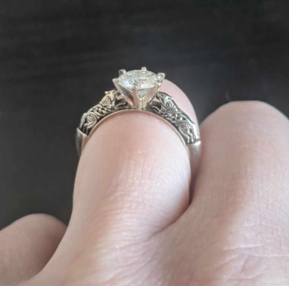 Platinum Wolf Engagement Ring Diamond Wolf Wedding Ring - Etsy