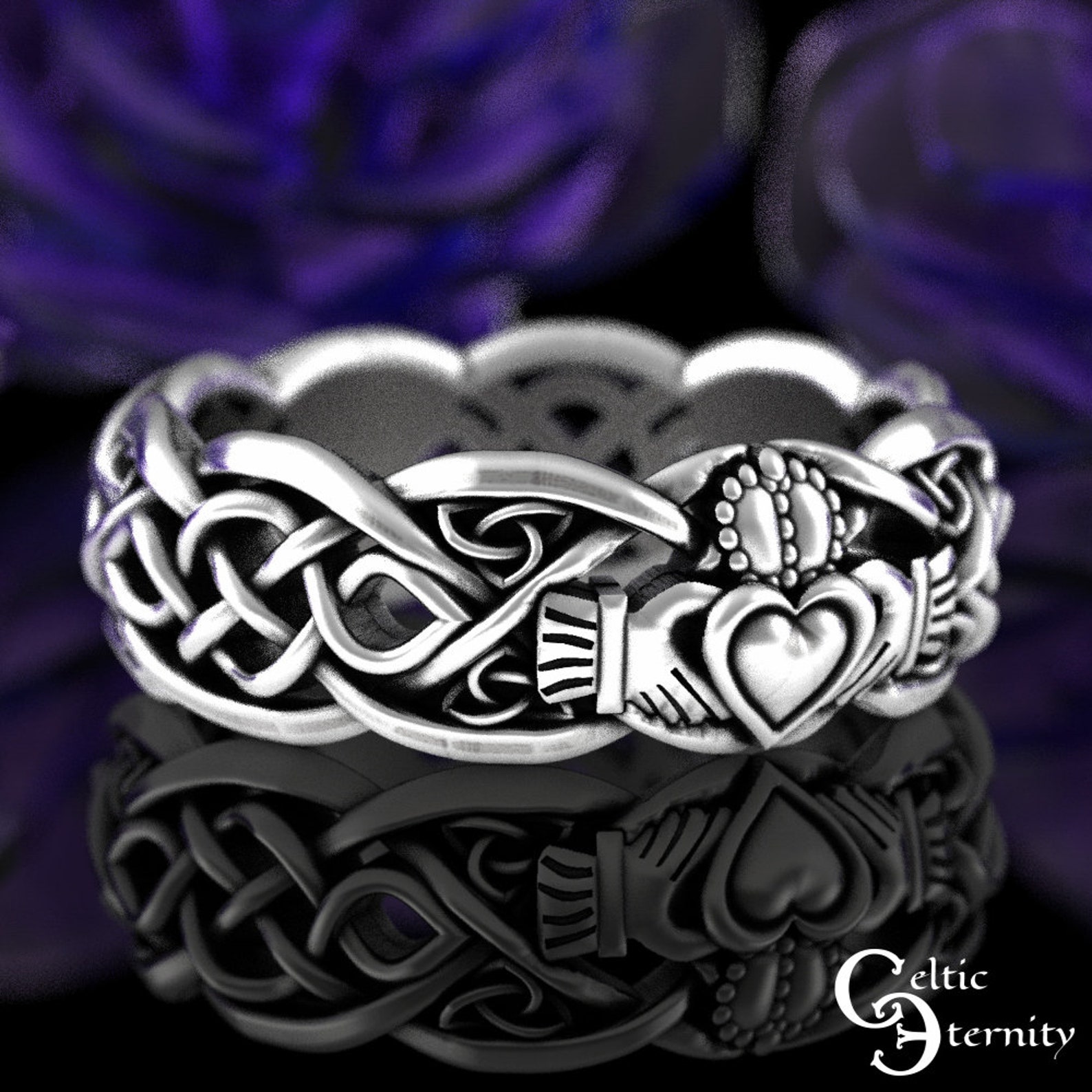 Sterling Silver Claddagh Ring Modern Claddagh Wedding Ring - Etsy