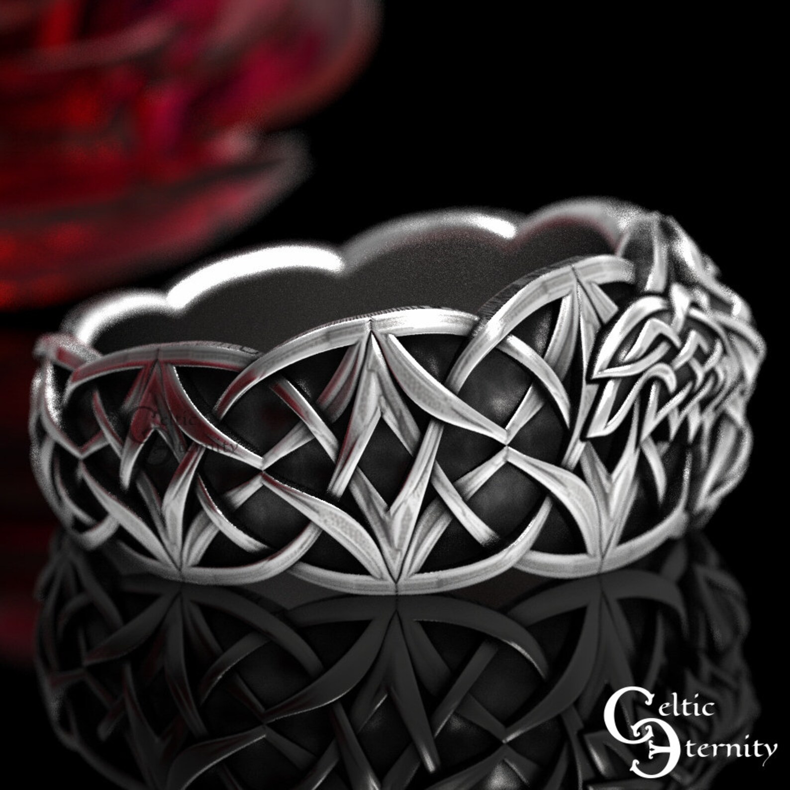 Sterling Silver Celtic Raven Ring Raven Wedding Band Mens - Etsy