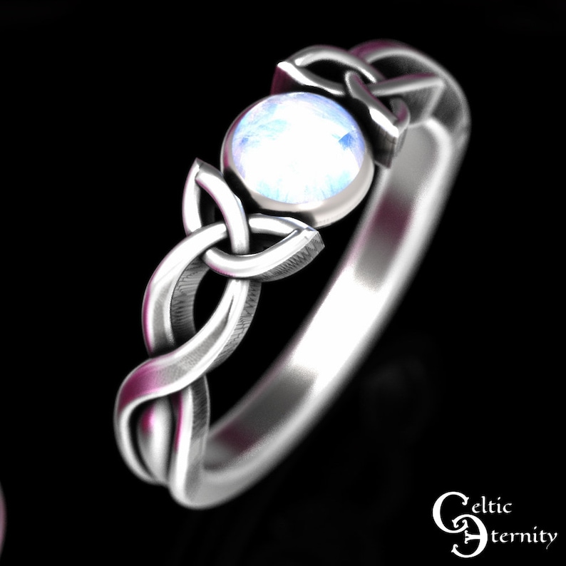 Rainbow Moonstone Ring Sterling Celtic Engagement Moonstone - Etsy