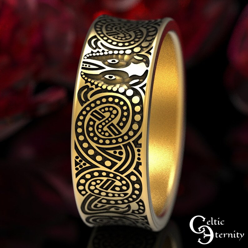 Ancient Snake Ring Gold Ouroboros Ring Mens Viking Ring | Etsy