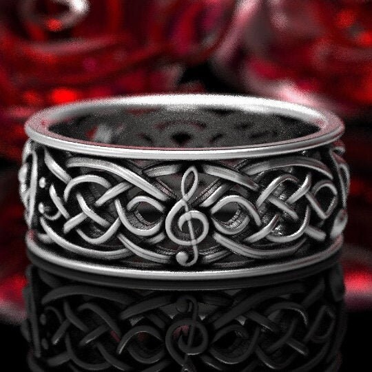 Musical Wedding Ring, Infinity Symbol Ring, Sterling Silver Music Ring ...
