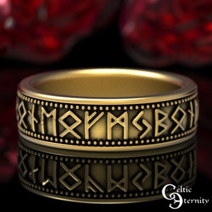 Rune Ring, Viking Ring, Gold Nordic Rune Ring, Viking Rune Wedding Band ...