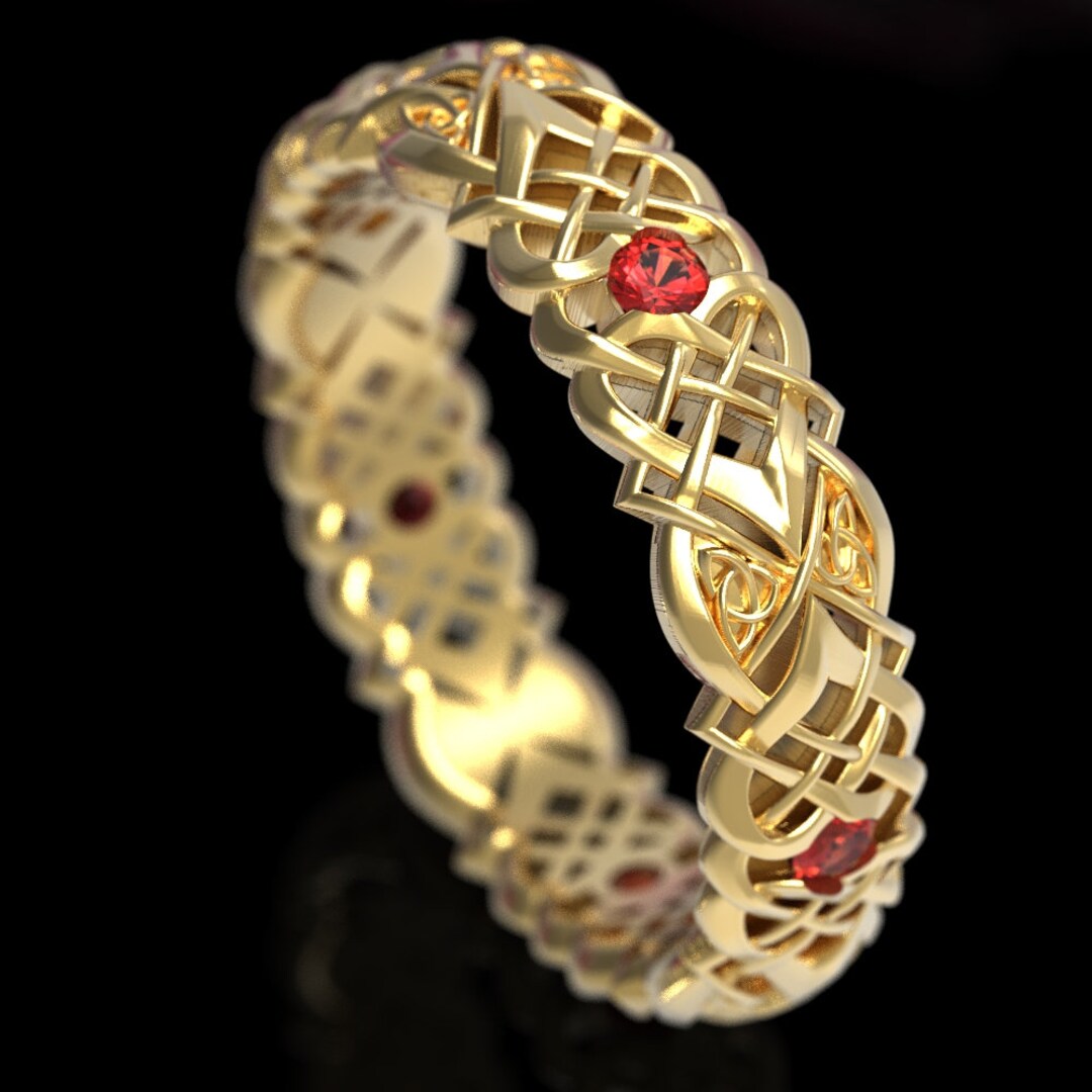 Gold & Ruby Celtic Knot Ring Heart Knot Gold Wedding Ring - Etsy
