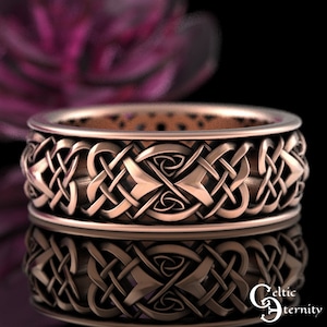10K Rose Gold Celtic Wedding Band Mens Rose Gold Irish Ring - Etsy