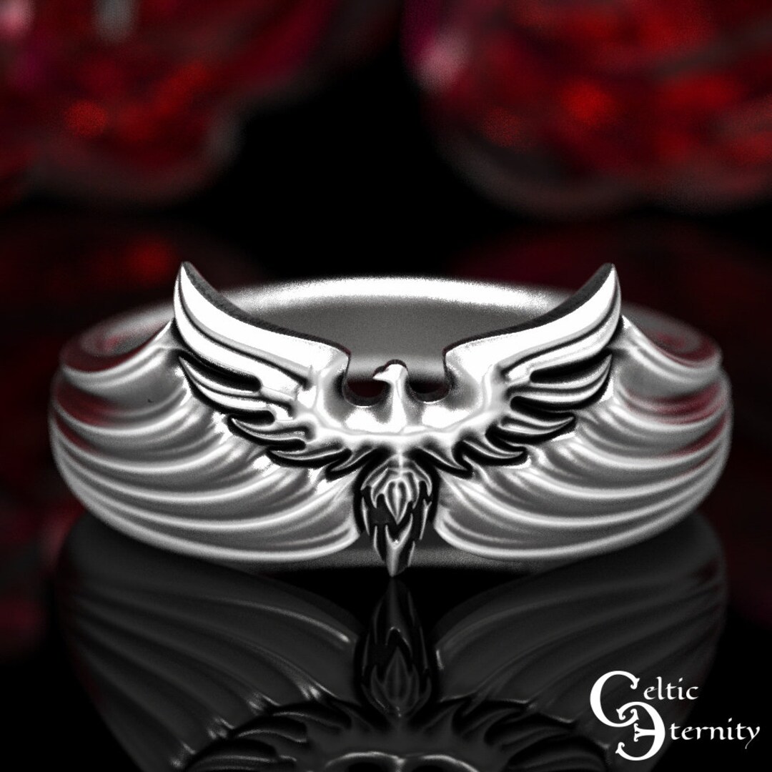 Sterling Silver Pheonix Rebirth Ring, Viking Firebird Ring, Mens ...