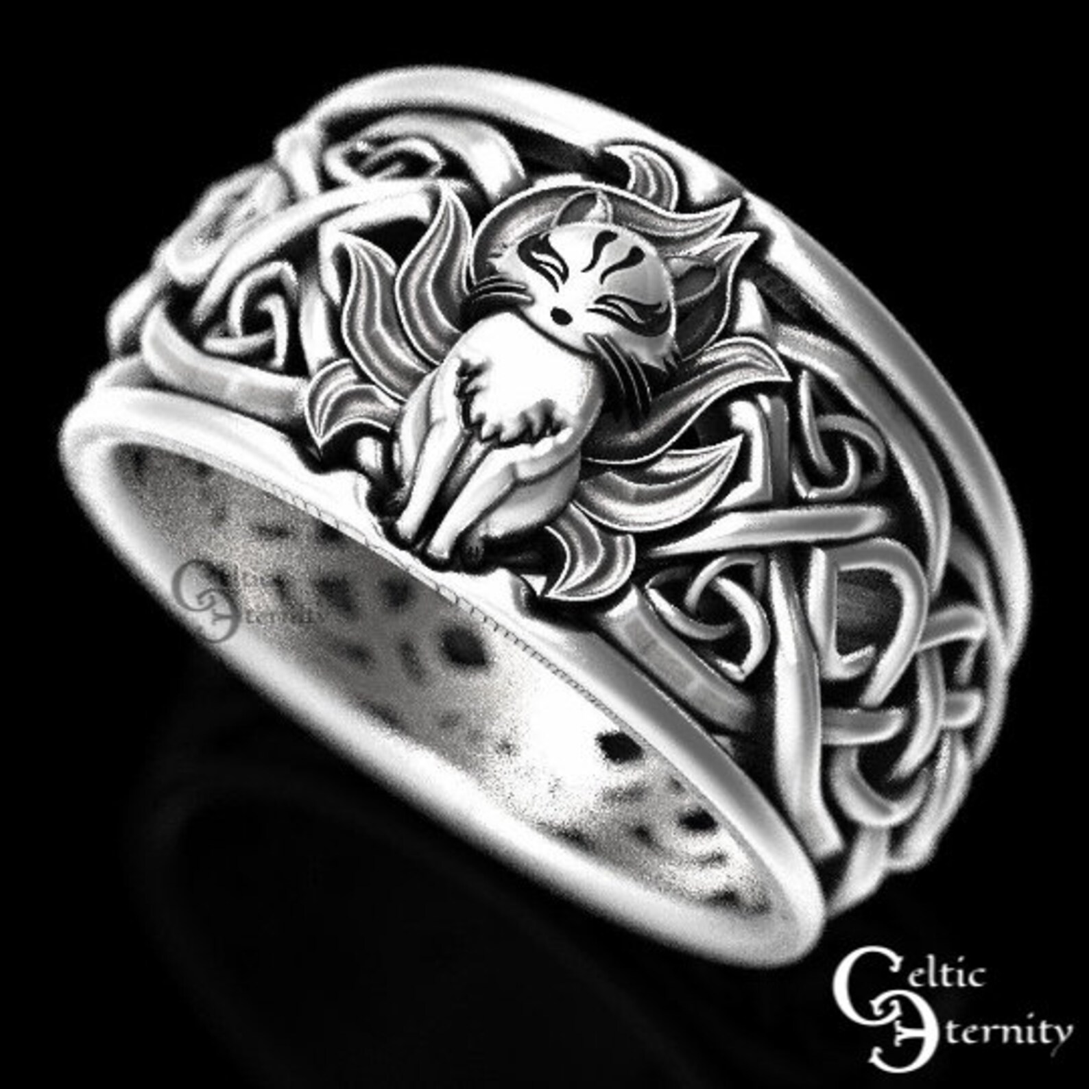 Kitsune Fox Celtic Ring Kitsune Ring Sterling Silver Fox - Etsy