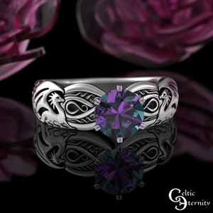 Alexandrite Dragons Solitaire Ring, Sterling Dragon Engagement Ring ...