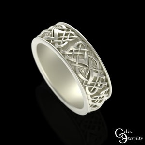 Mens Celtic Woven Ring, Gold or White Gold Celtic Wedding Ring, Mens Gold Wedding Band, Mens ...
