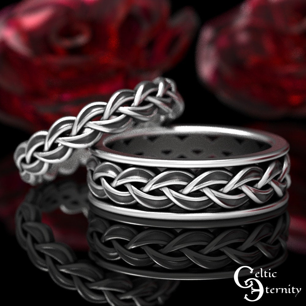 Matching Silver Ring Set, Celtic Wedding Ring Set, His Hers Sterling ...