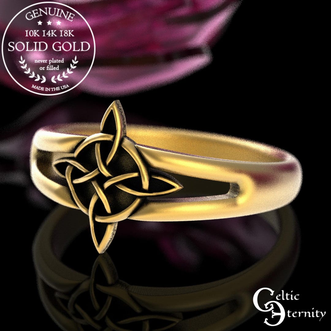 Simple Gold Knotwork Ring, Gold Witch's Knot Ring, 10K Womens Celtic ...