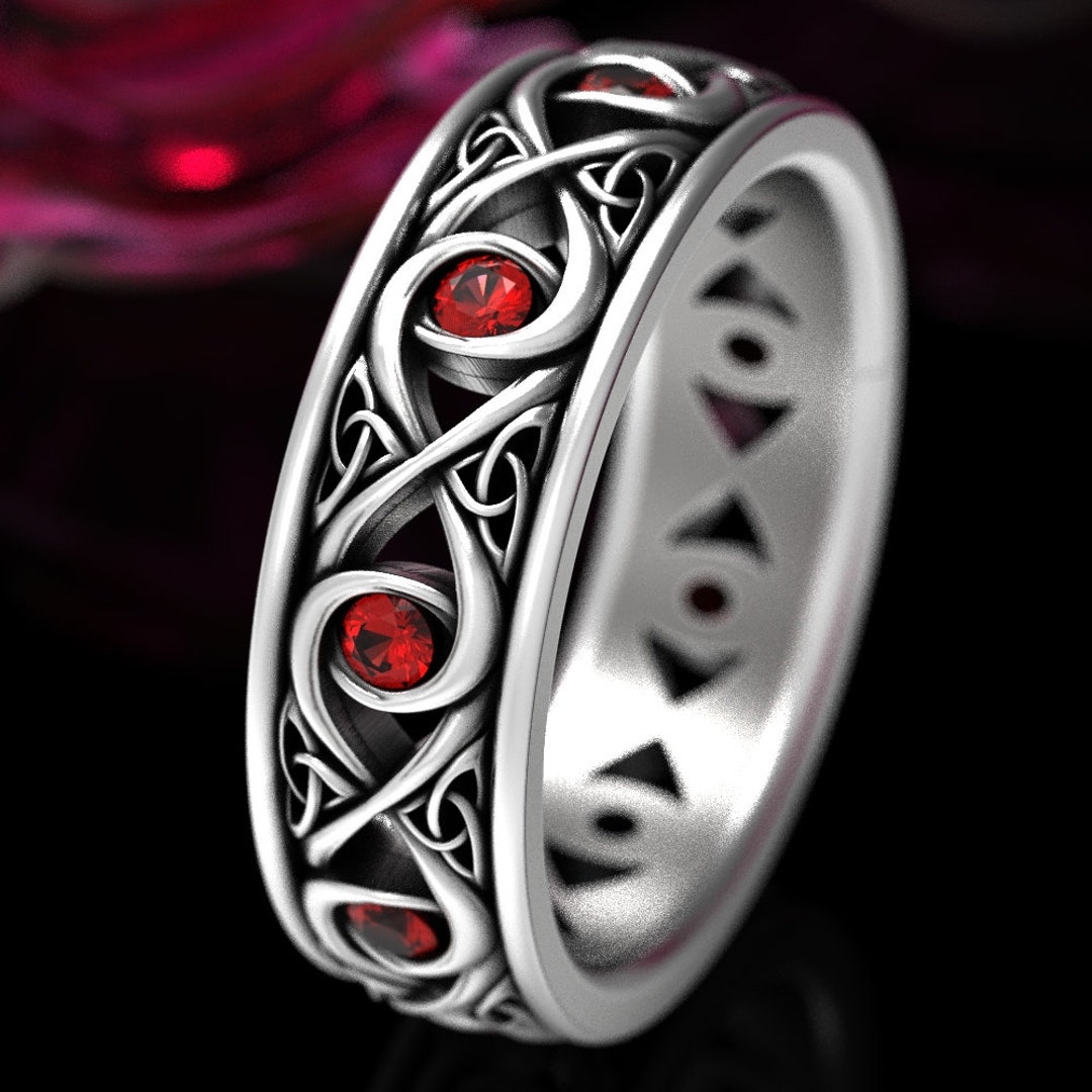 Infinity Ruby Wedding Ring, Celtic Ruby Wedding Ring, Infinity Knot ...