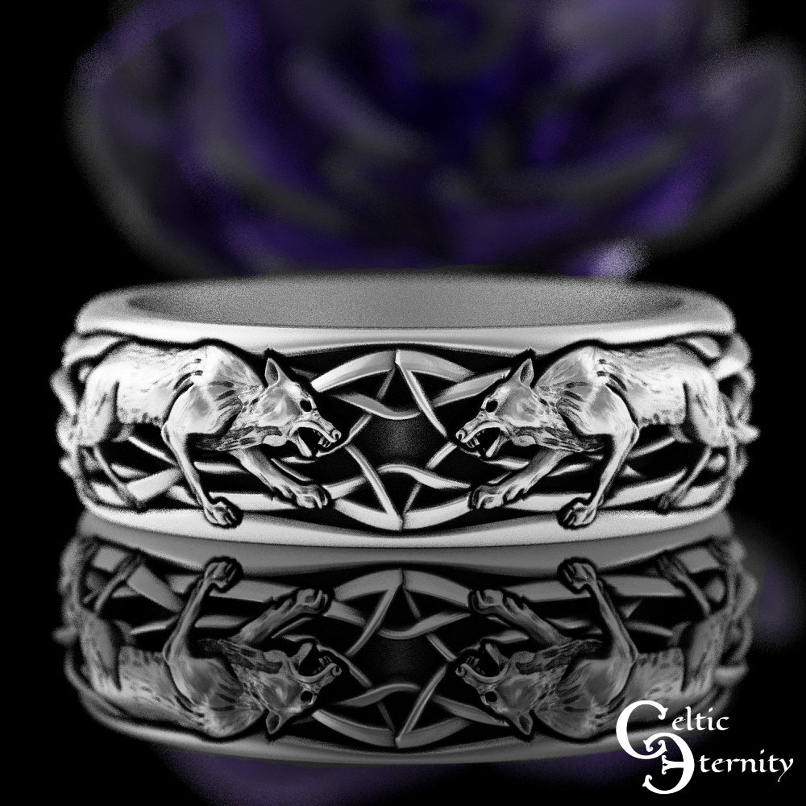 Direwolf Ring Sterling Silver Wolf Ring Silver Viking Ring - Etsy