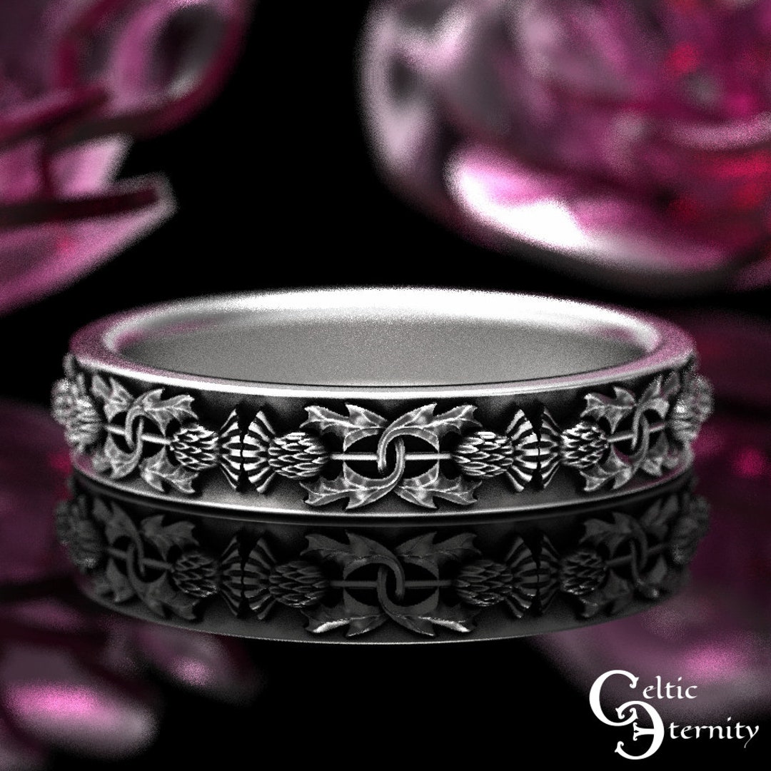 Sterling Silver Thistle Wedding Ring, Womens Thistle Wedding Ring ...