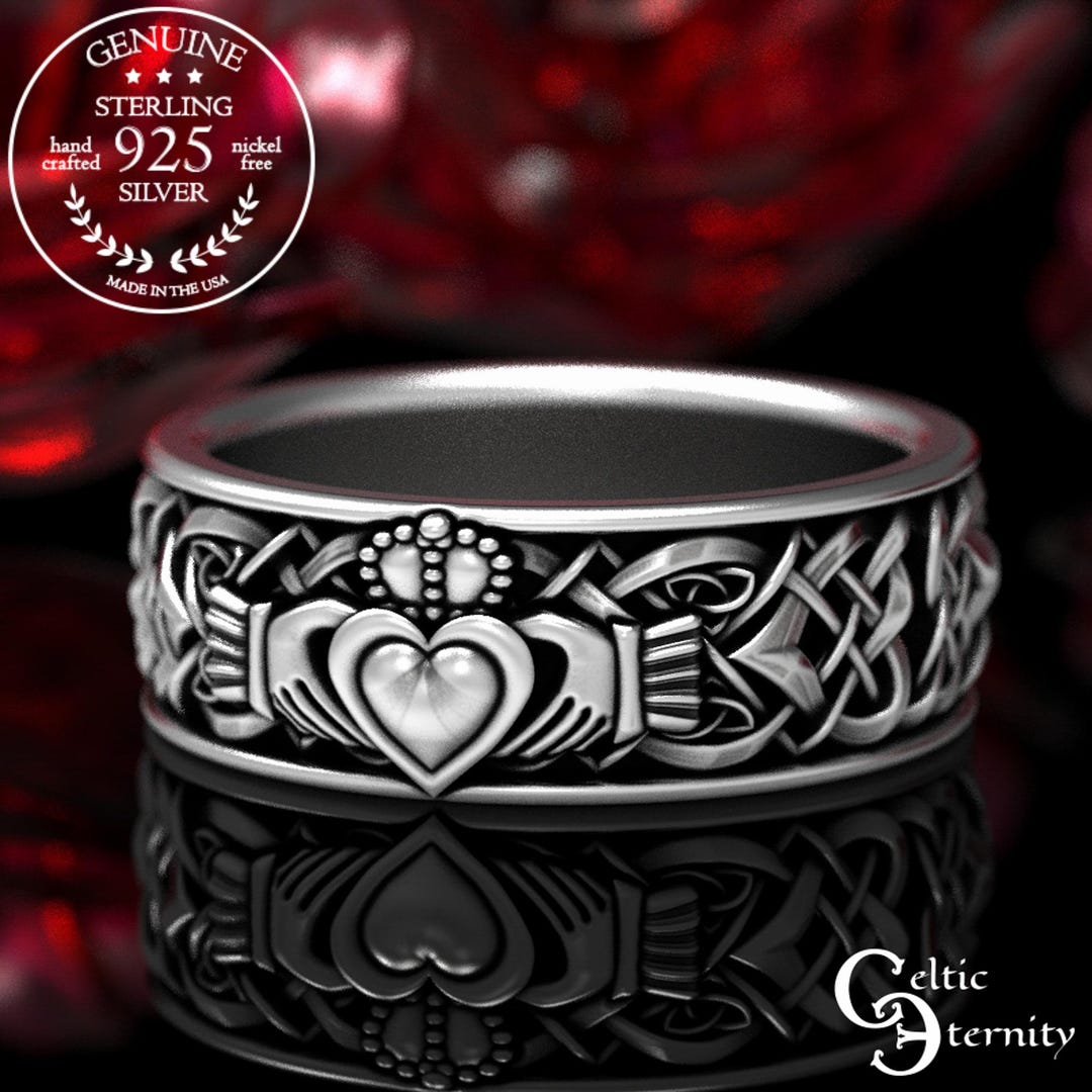 Sterling Silver Mens Claddagh Ring, Mens Claddagh Ring, Mans Irish ...