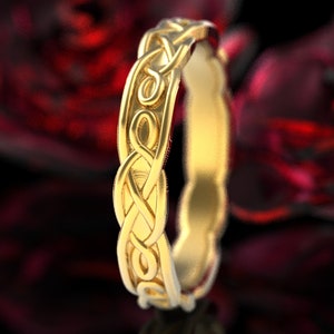 Gold Celtic Knot Wedding Set, Celtic Wedding Bands, Gold Wedding Ring ...