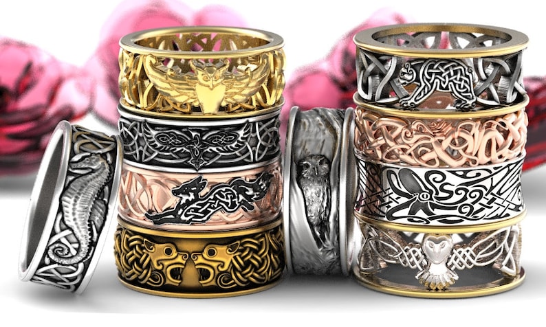 Celtic Raven Ring With Sapphire Sterling Raven Ring Viking - Etsy