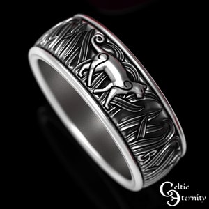Gold Celtic Cat Ring, 10K Cat Wedding Band, Gold Irish Cat Ring, Gold ...