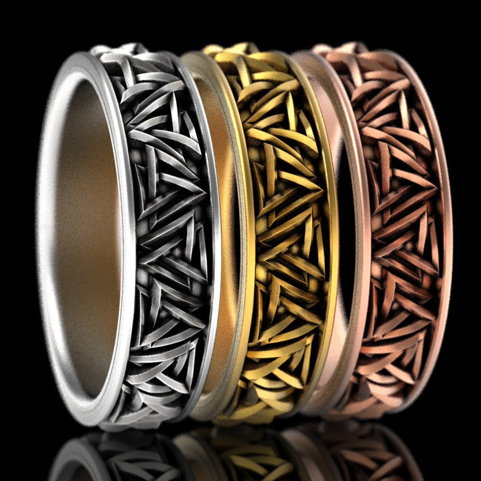 Gold Valknut Knot Ring Viking Rune Ring Odin Rune Jewelry | Etsy