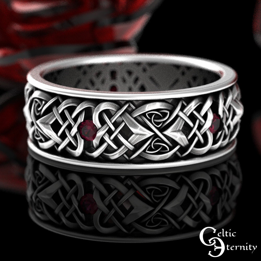 Sterling Mens Ruby Wedding Band, Mens Ruby Celtic Ring, Mens Ruby ...