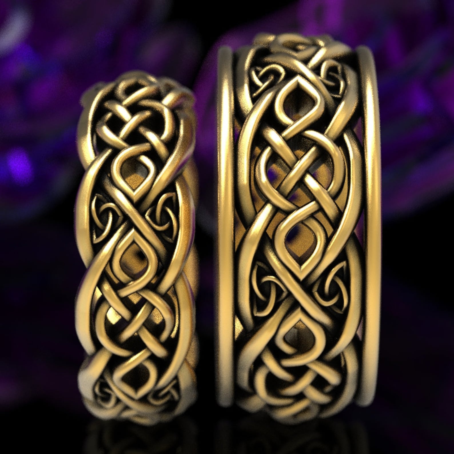Infinity Wedding Band Set Gold Celtic Ring Set Celtic - Etsy