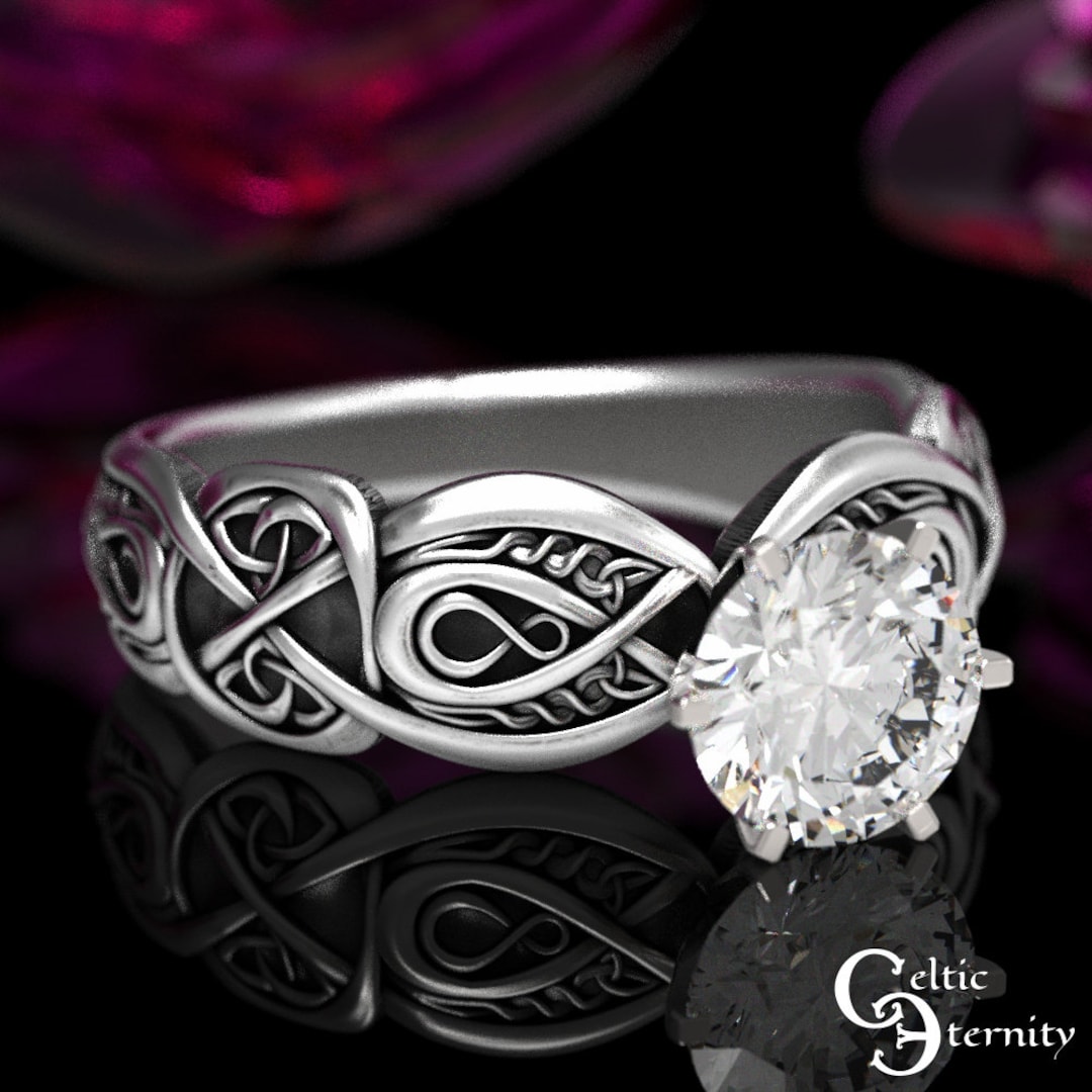 Platinum & Diamond Celtic Wedding Ring, Platinum Irish Engagement Ring ...