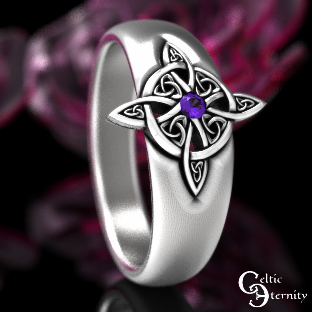 Amethyst Celtic Ring, Sterling Goddess Ring, Witch Knot Ring, Silver ...