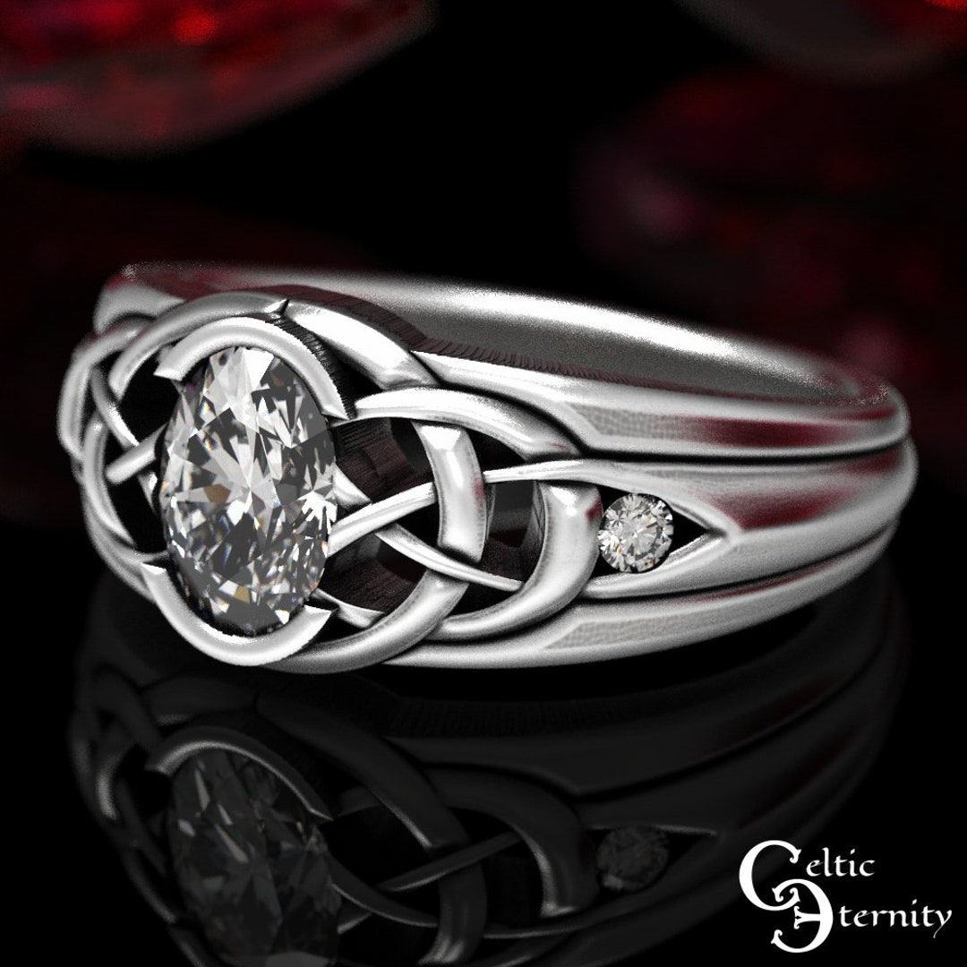 Classic Irish Sterling Ring, Moissanite Irish Wedding Ring, Celtic ...