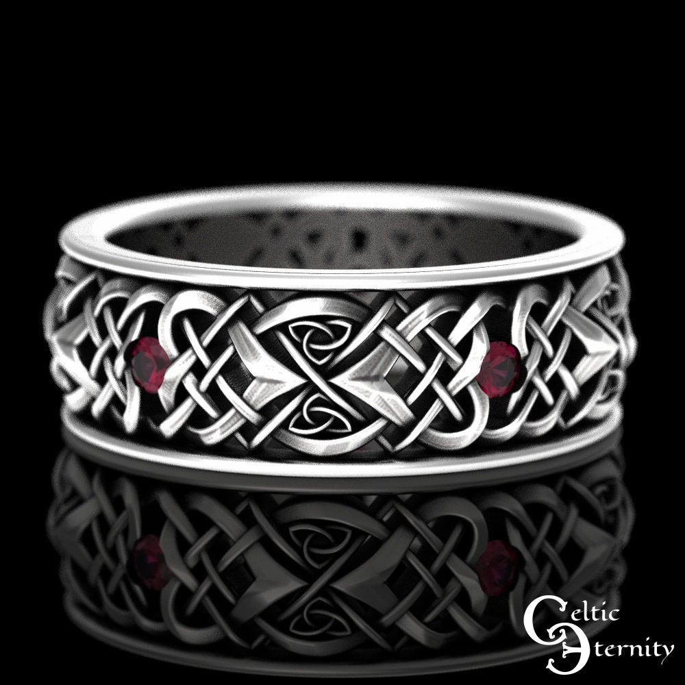 Sterling Mens Ruby Wedding Band, Mens Ruby Celtic Ring, Mens Ruby ...