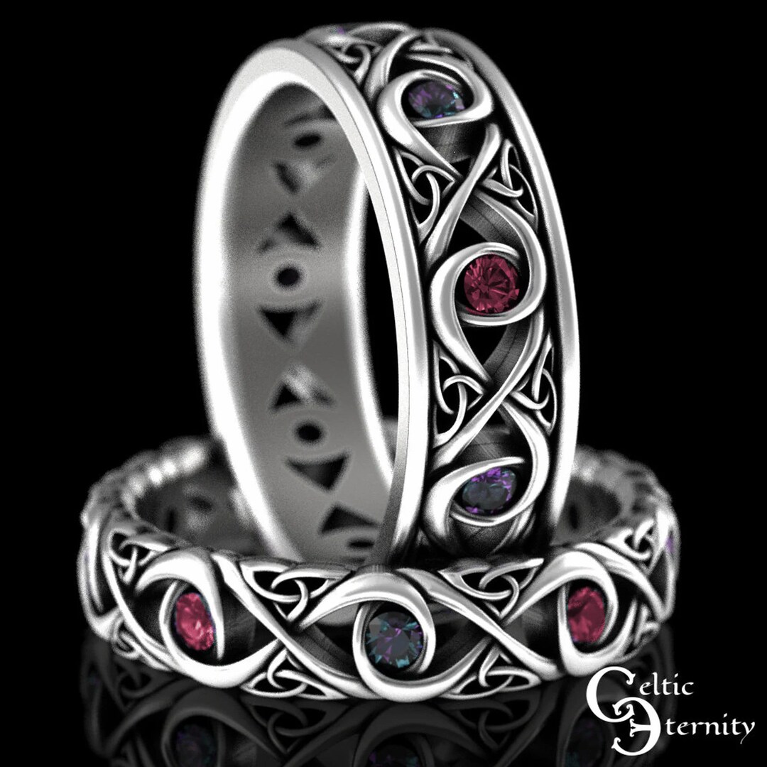 Custom for Lisa Brumley Alexandrite & Ruby Sterling Silver Celtic His ...